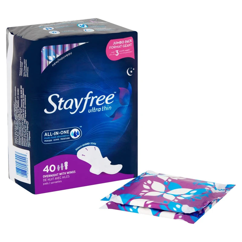 Stayfree Ultra Thin Overnight Pads with Wings, For Women, Reliable Pro ...